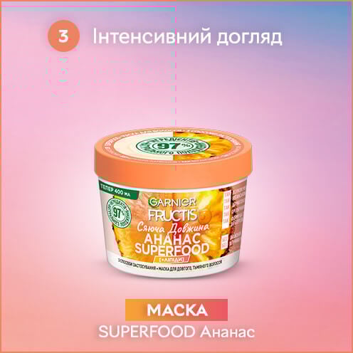 Маска Garnier Fructis Ананас Superfood Сяйна довжина, для довгого ...